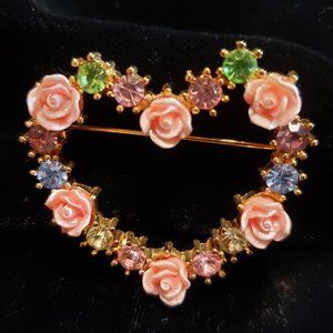 Avon | Jewelry | Vintage Avon Flowered Pin With Pastel Crystals And ...